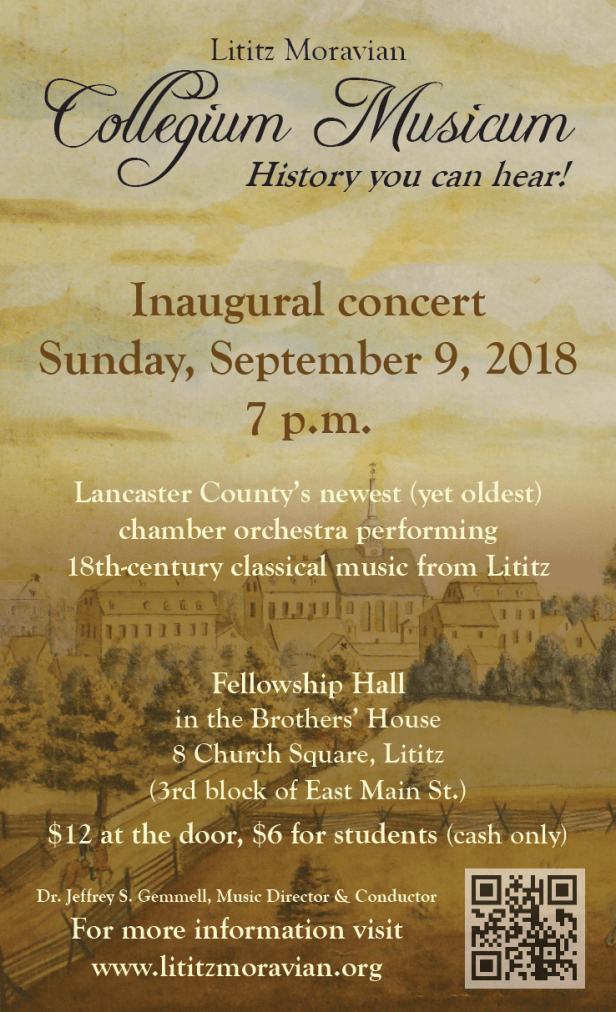 Lititz Collegium Musicum #1 (Sept. 9, 2018): (Premiere Press Release ...